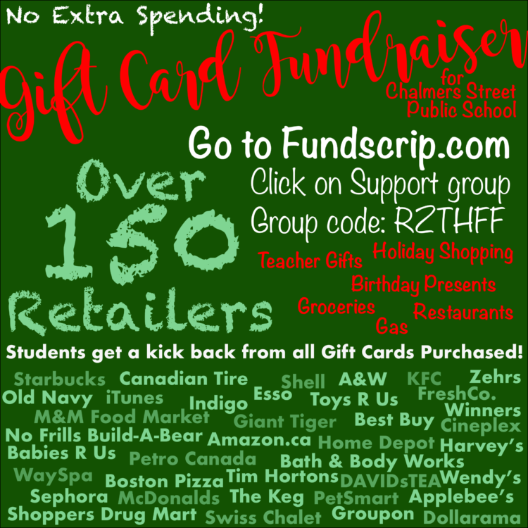 Gift card fundraiser (Chalmers Street Public School)